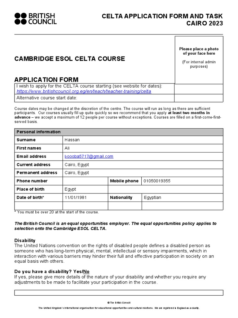 Celta Application 2023 | PDF