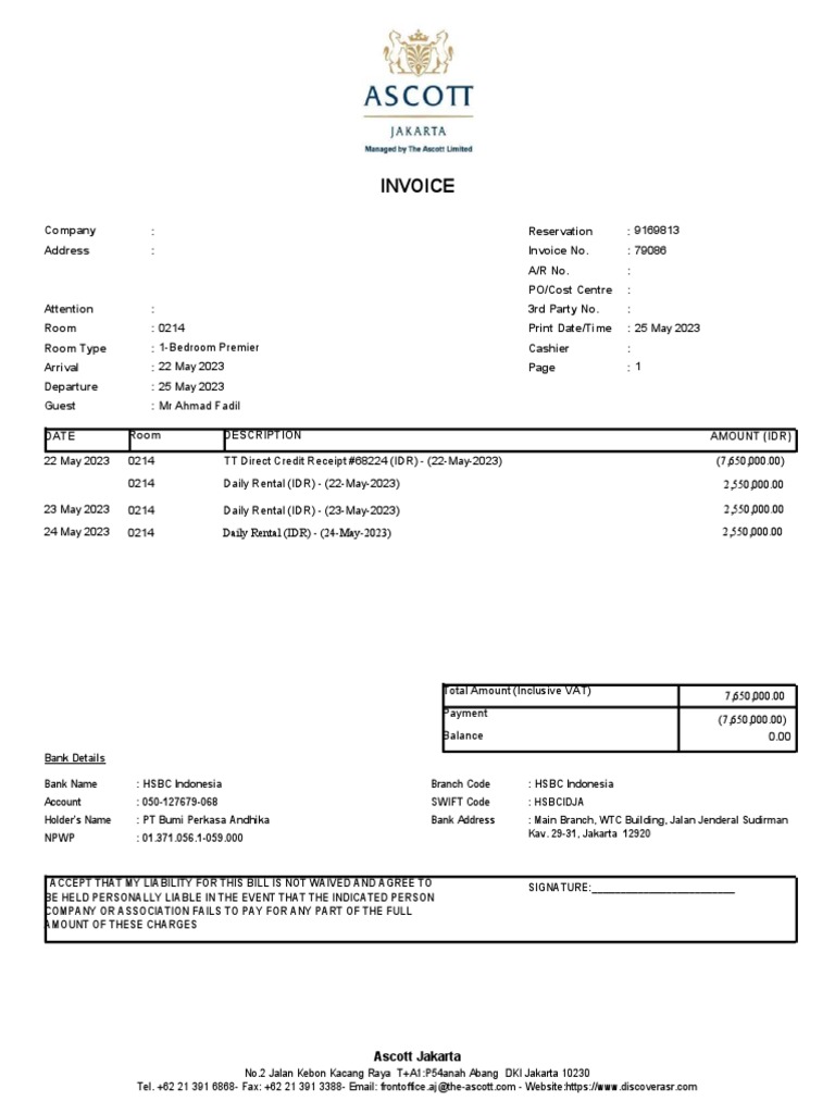 INV Wedhasmara TRV 79086 - MR Ahmad Fadil | PDF