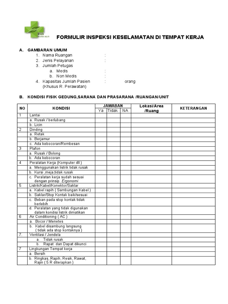 4b. FORMAT CEKLIS INSPEKSI K3 DI TEMPAT KERJA As | PDF