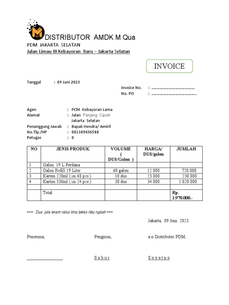 Invoice Distributor M Qua | PDF