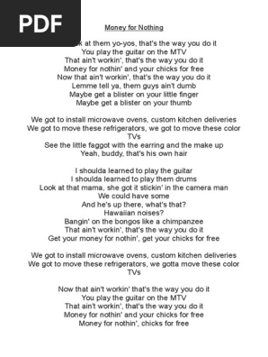 Money for nothing lyrics store
