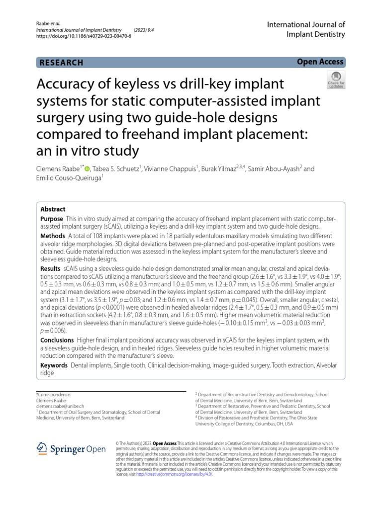 Accuracy of Keyless Vs Drill-Key Implant | PDF