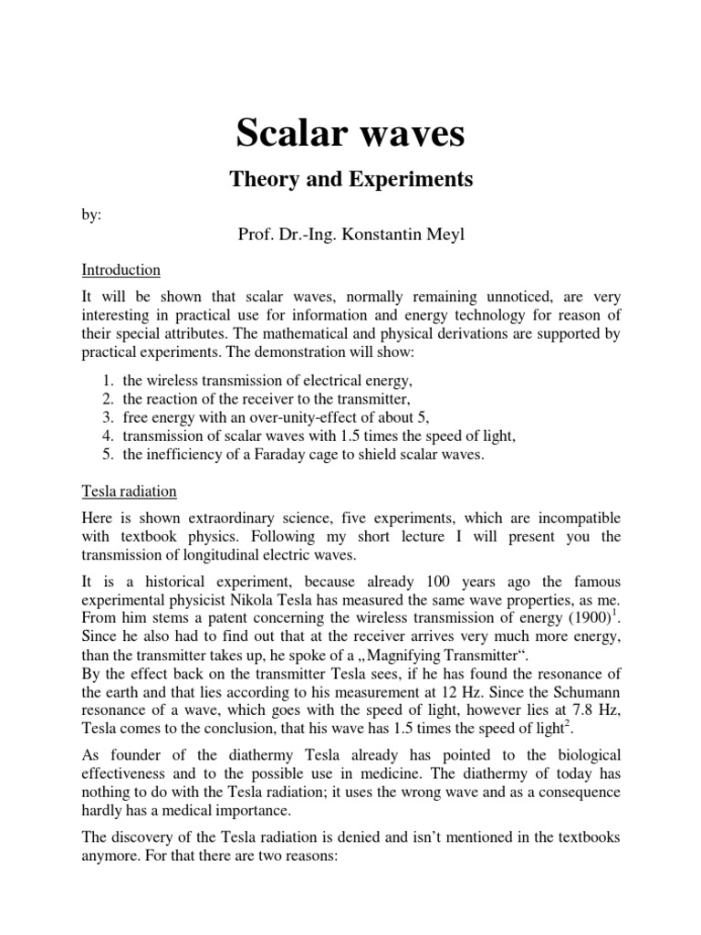 Tesla Scalar Waves | PDF | Waves | Field (Physics)