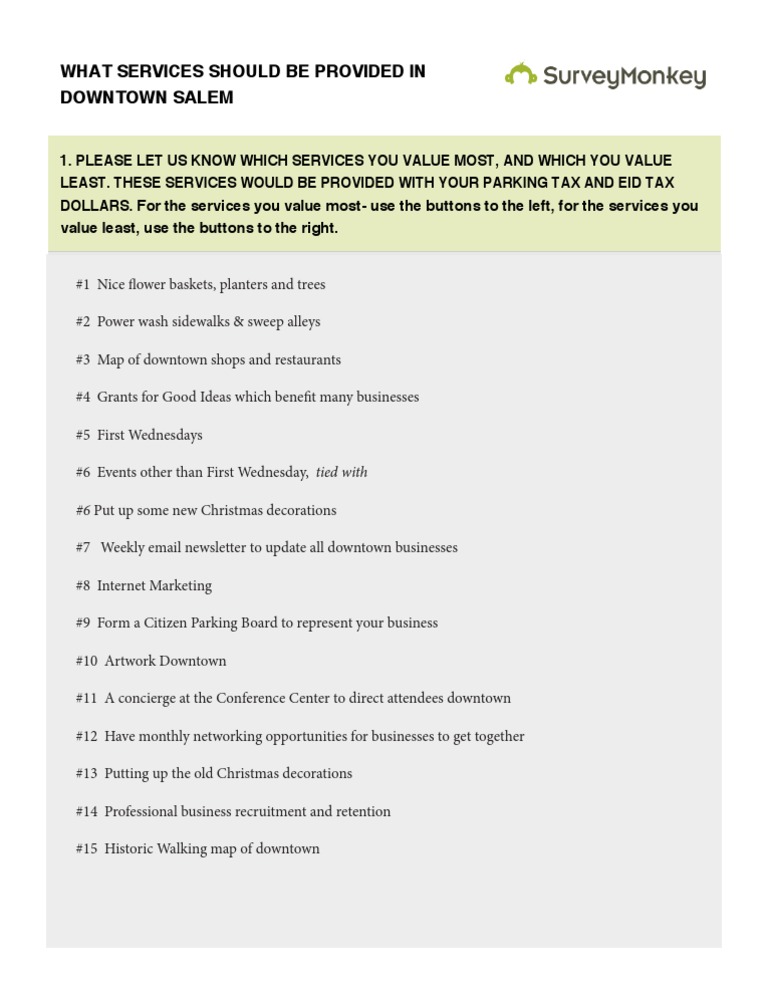 Downtown Services Survey | PDF | Art
