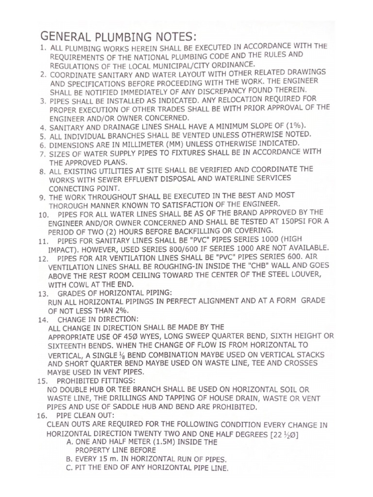General Plumbing Notes | PDF