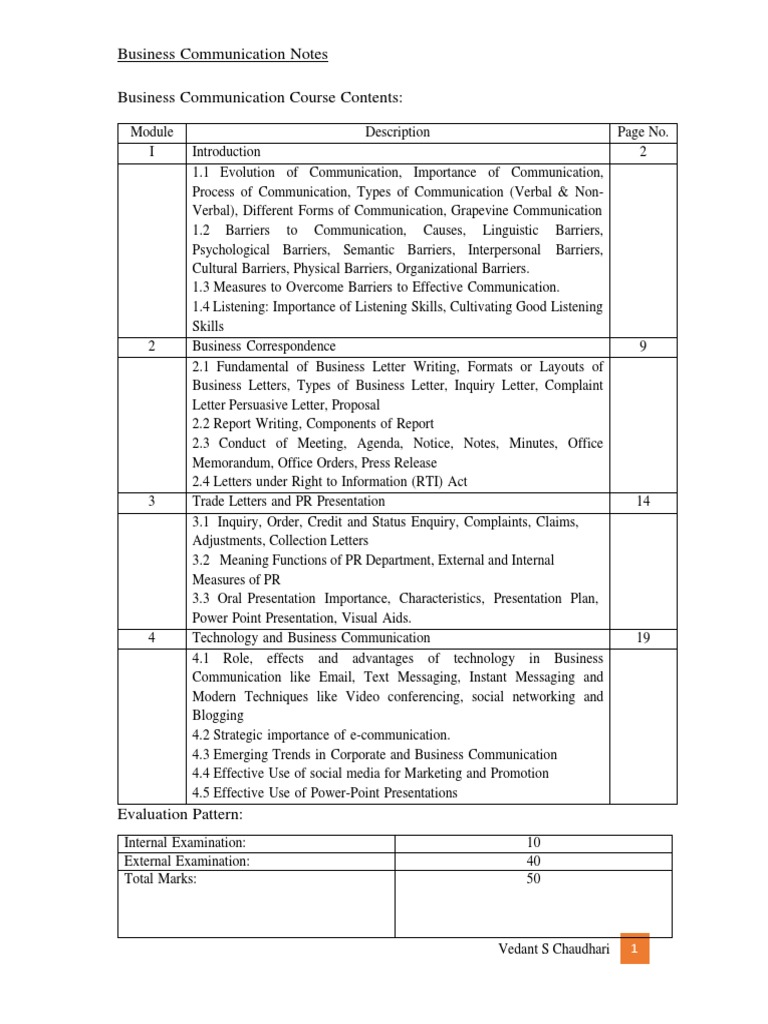 Business Communication Notes Vedant | PDF | Communication | Social Media