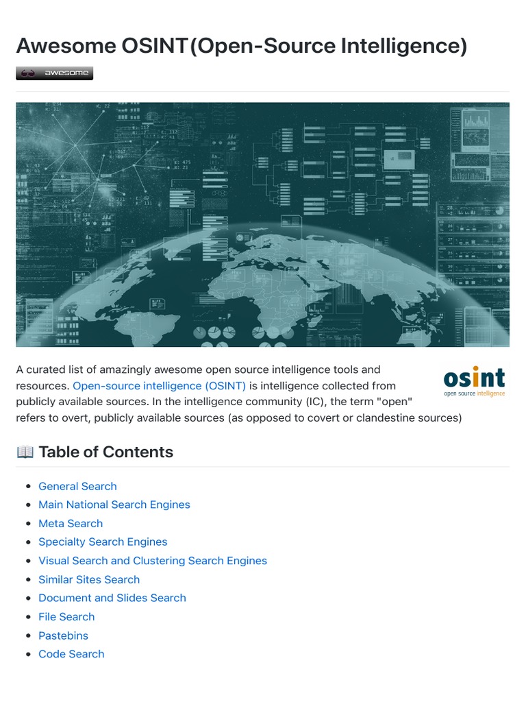 Awesome OSINT (Open-Source Intelligence) | PDF | World Wide Web ...