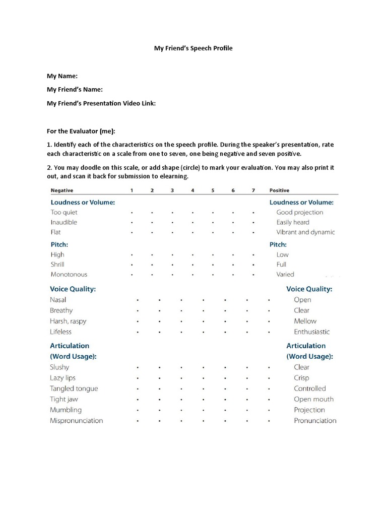 1 Speech Profile Task | PDF