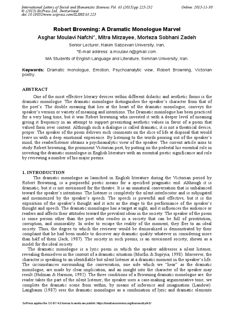 Robert Browning A Dramatic Monologue Mar | Download Free PDF | Realism (Arts)