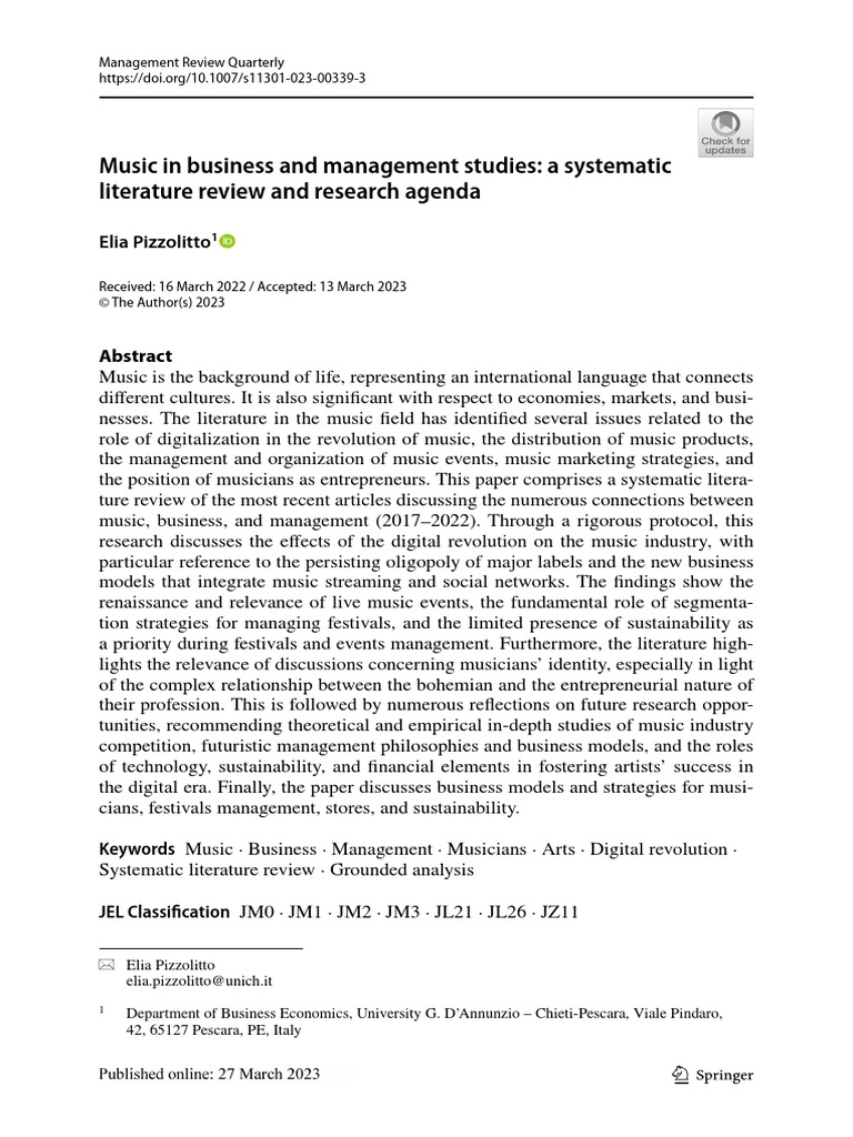 Music Business: Trends and Insights | PDF | Methodology | Sustainability