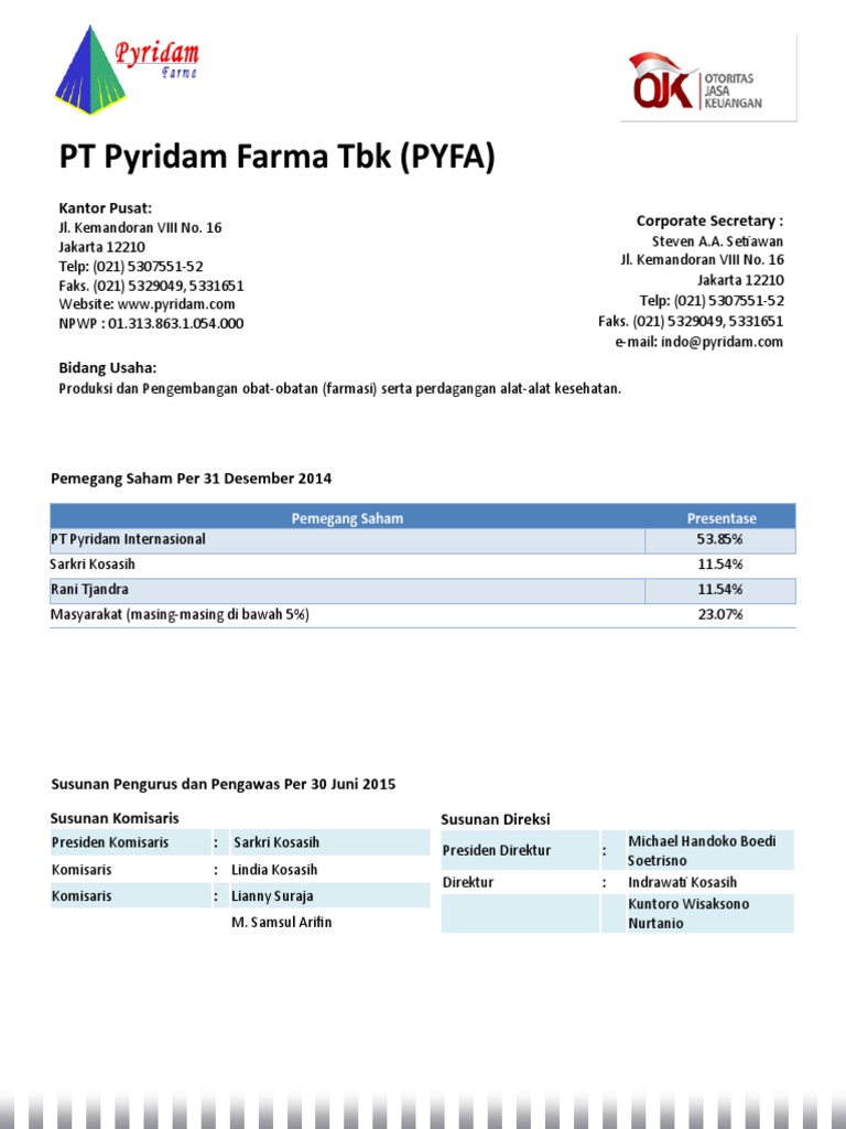 Pyridam Farma TBK (PYFA) | PDF