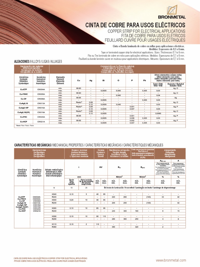 Ficha Tecnica - Cinta Fleje de Cobre - V1 | PDF
