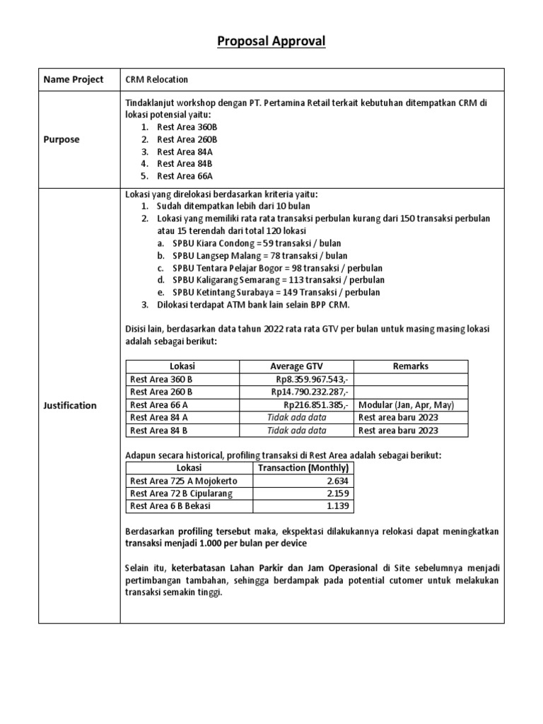 Proposal Approval Relokasi V1.2 (1) | PDF