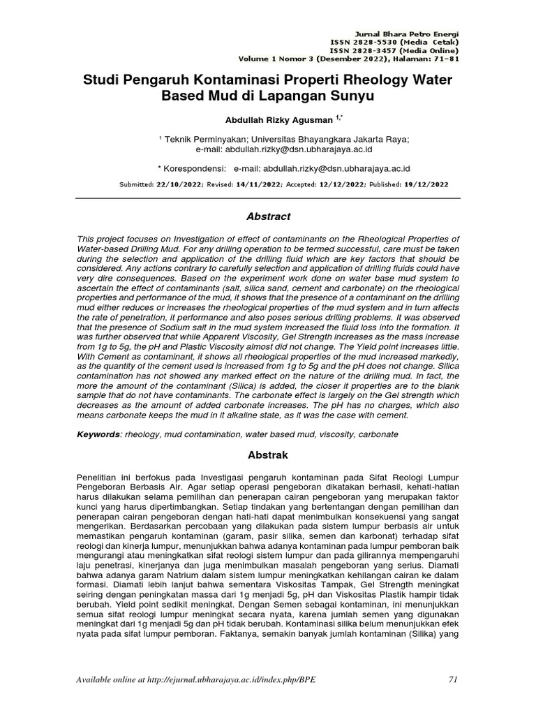 Abdullah Rizky Agusman - 2022 | PDF | Oil Well | Physical Sciences