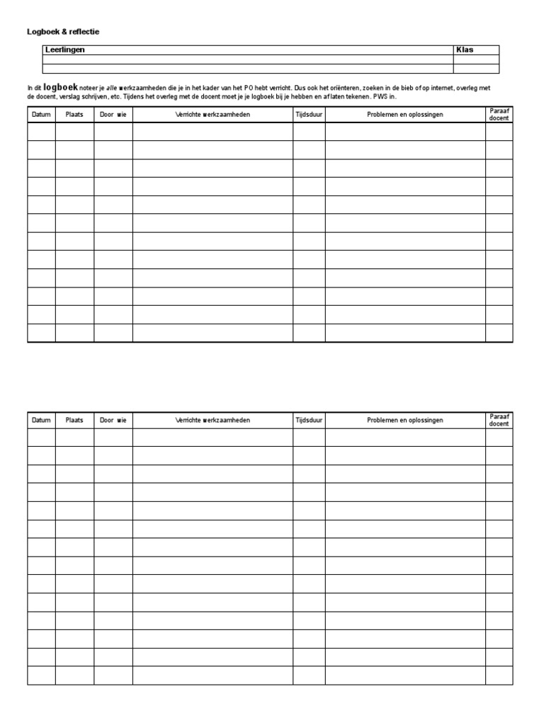 Logboek & Reflectie PO | PDF