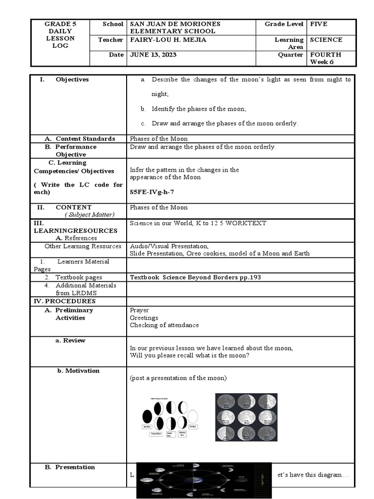 Science Q4-COT - Lesson - Plan | PDF | Planets Of The Solar System ...