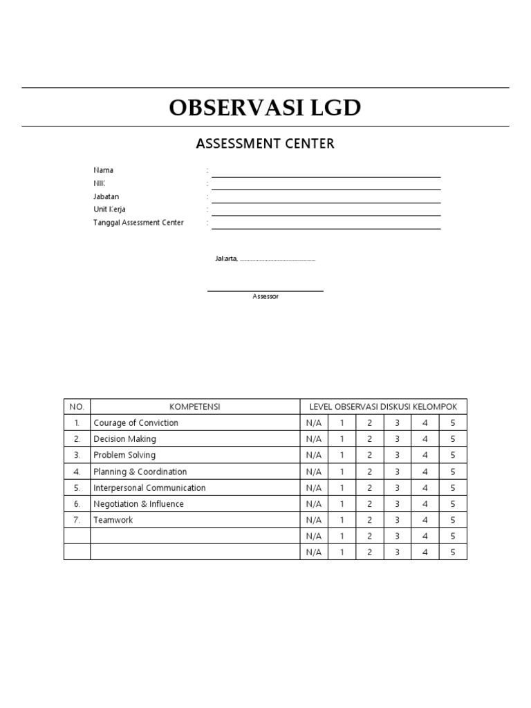 Form Observasi LGD | PDF