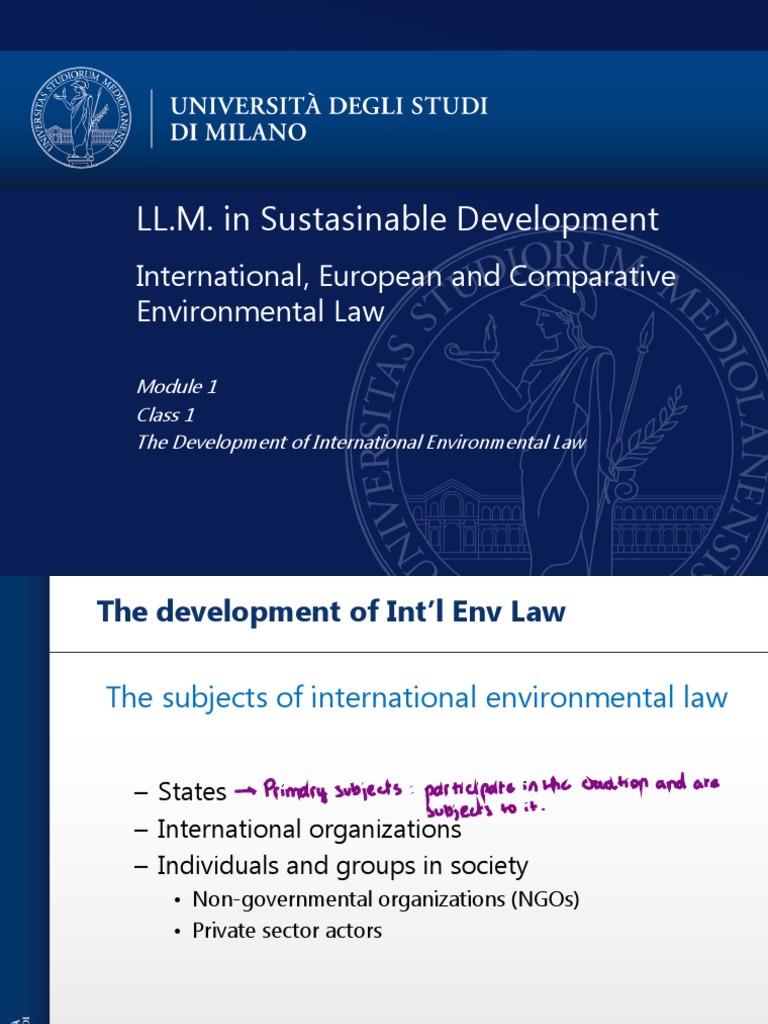 Class 1 - The Development of International Environmental Law | PDF ...