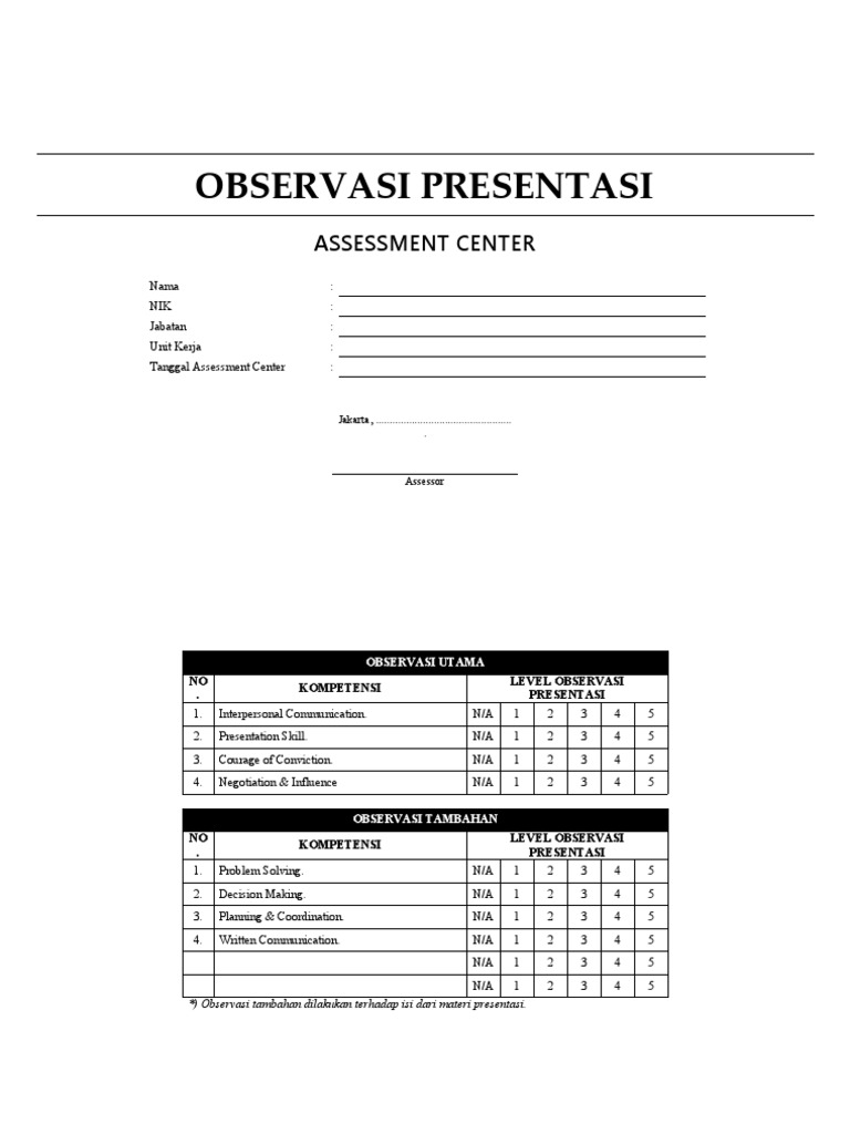 Form Observasi Presentasi - Dunex | PDF