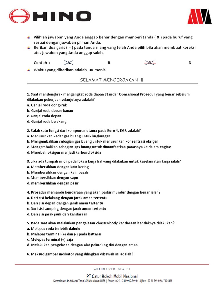 Soal Training Mekanik Euro 4 | PDF | Bisnis | Teknologi & Rekayasa
