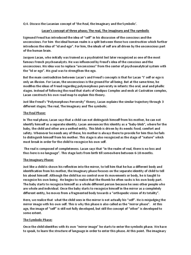 Lacan's Concept of Three Phase The Real, The Imaginary and The Symbolic ...