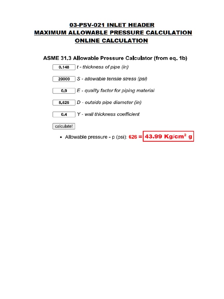 03-Psv-021 Inlet Header - Online Calculation | PDF 03-Psv-021 Inlet Header - Online Calculation | PDF