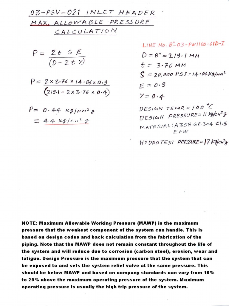 03-Psv-021 Inlet Header - Manual Calculation | PDF | Science & Mathematics | Technology ...