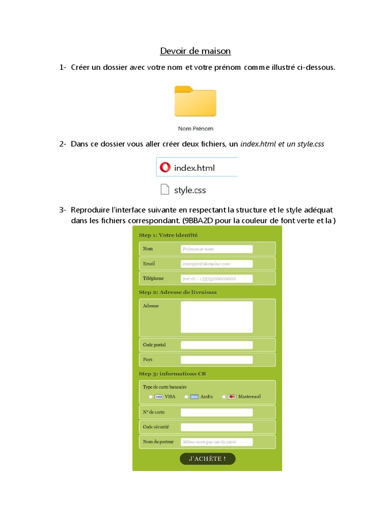Devoir de Maison HTML&CSS | PDF