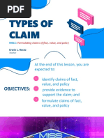 Types of Claim - Activity Sheet | PDF | Educational Technology | Learning