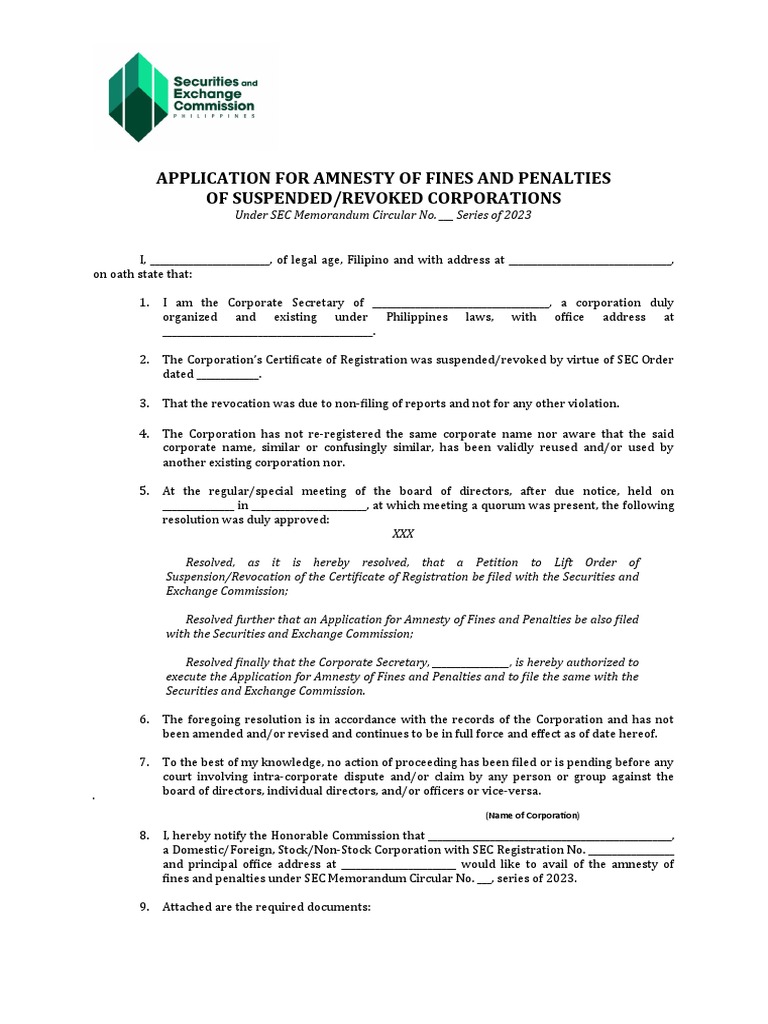 Availment of Amnesty Sample2 | PDF | Regulatory Compliance | Corporations