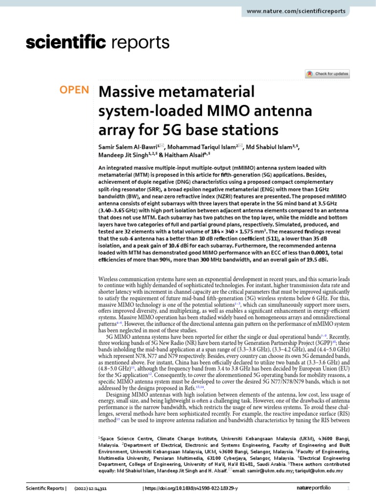 Massive Metamaterial System-Loaded MIMO Antenna Array For 5G Base ...