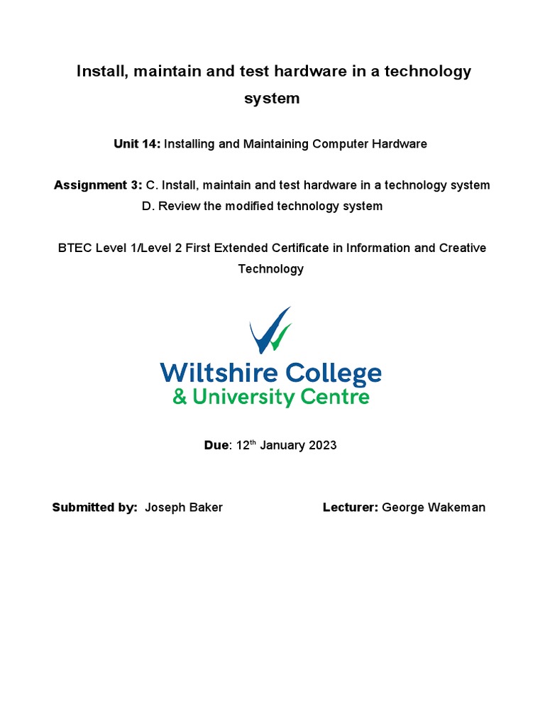 It - Unit 14 - Assignment 3 Template | PDF | Computer Hardware | Computing