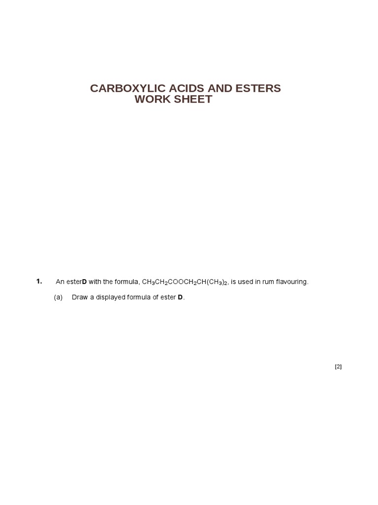 Carboxylic Acids and Ester WS-2 | PDF | Ester | Triglyceride