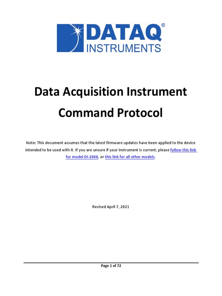 Dataq Instruments Protocol | PDF