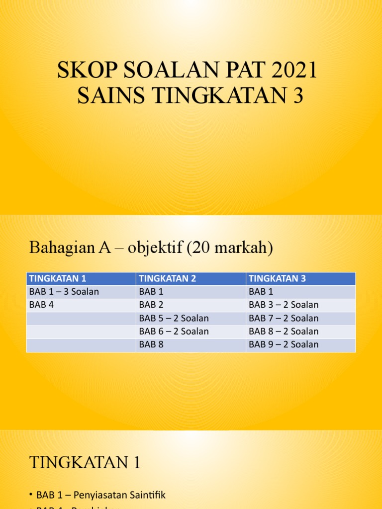 Skop Soalan Sains T3 Pat 2021 | PDF