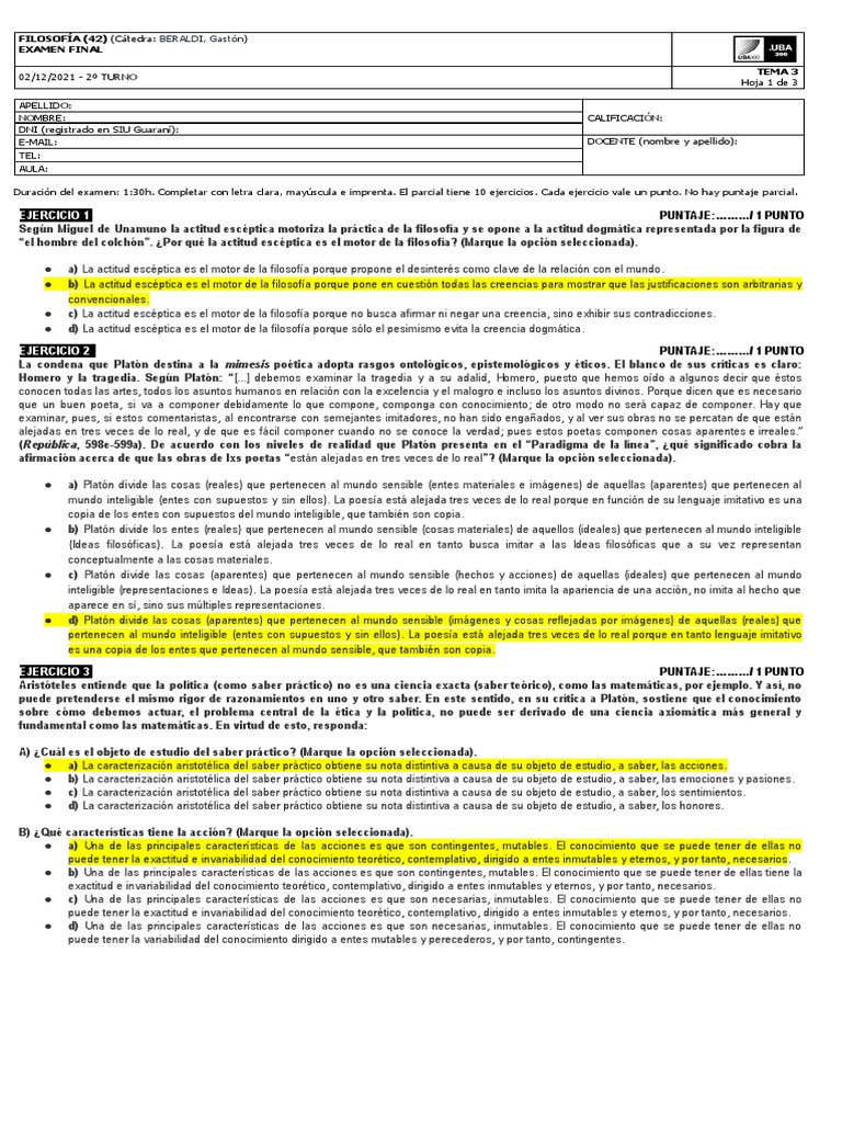 Claves Final Tema 3 Diciembre 2021 | PDF | Platón | Immanuel Kant