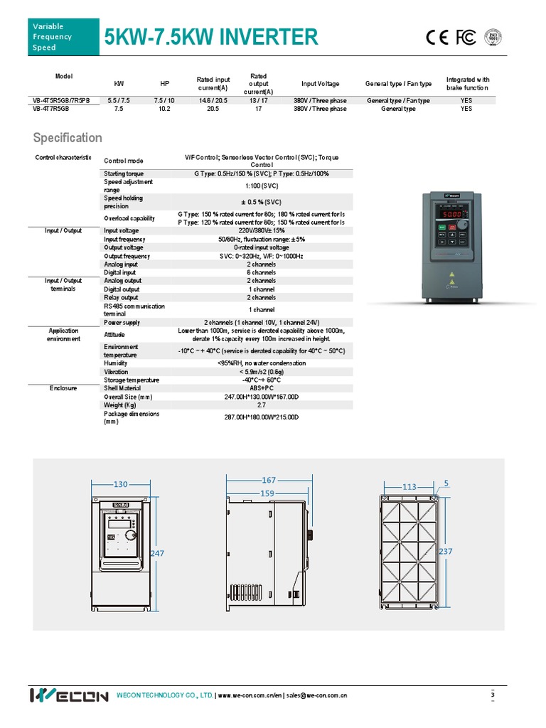 5KW-7.5KW Inverter | PDF | Power Inverter | Power Supply