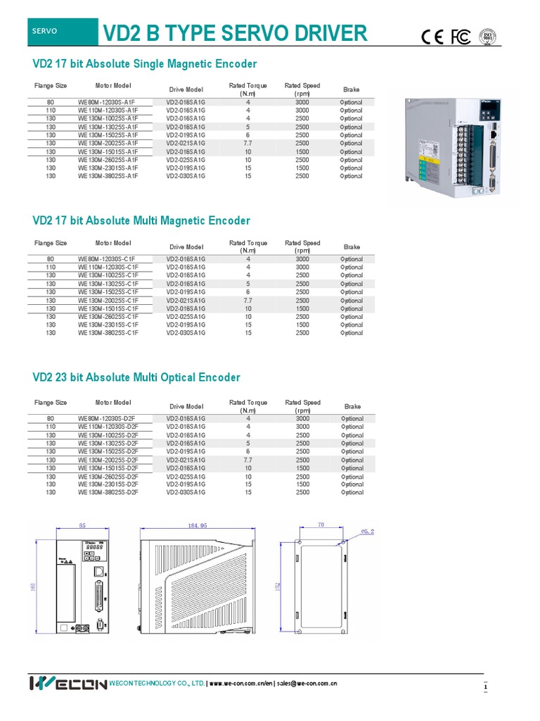 WECON VD2 B Type Servo Flyer | PDF | Electric Motor | Servomechanism
