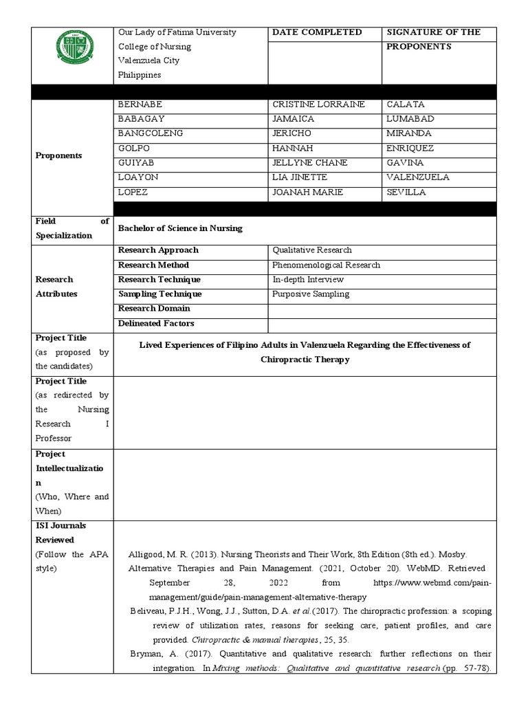GROUP 3 Proposal. Chap123 Questionnaire | PDF