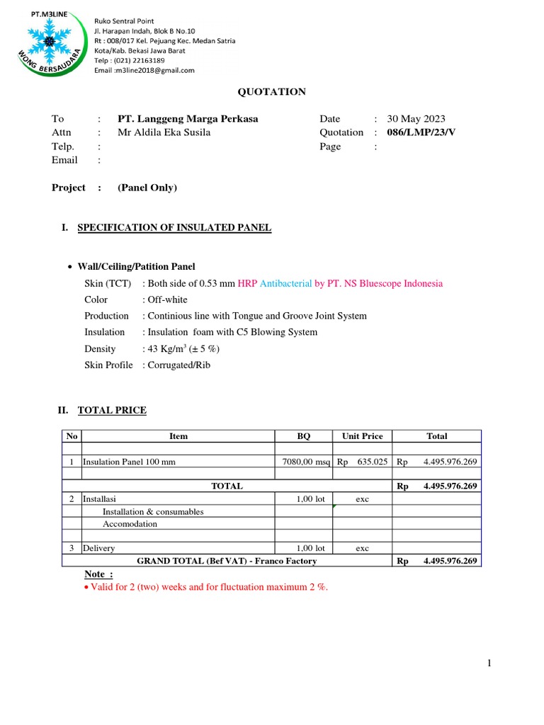 Pt. Wong Harga Panel | PDF