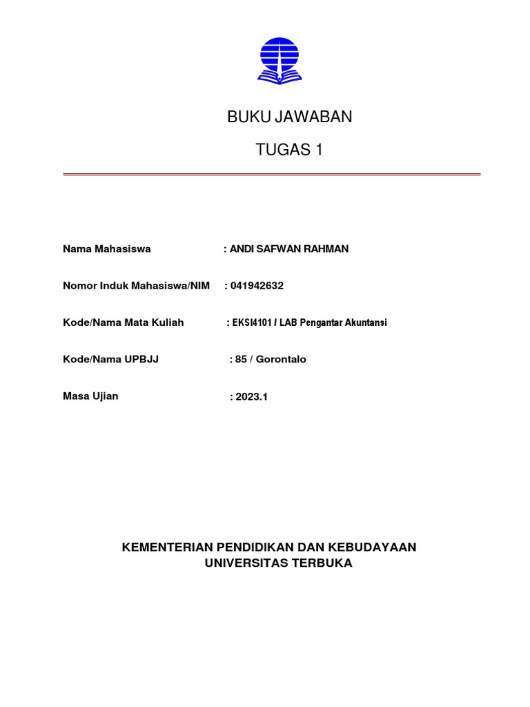 Buku JAwaban LAB PENGANTAR AKUNTANSI TUGAS 1 Tahun 2023 Semester 1 | PDF | Bisnis | Pengelolaan ...