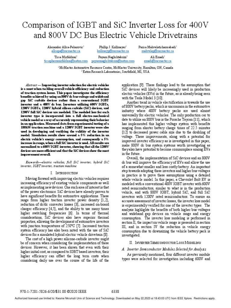 IGBT vs. SiC Inverter Loss in EVs | PDF | Technology & Engineering