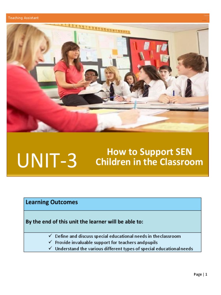 Unit 3 How To Support SEN Children in The Classroom | PDF