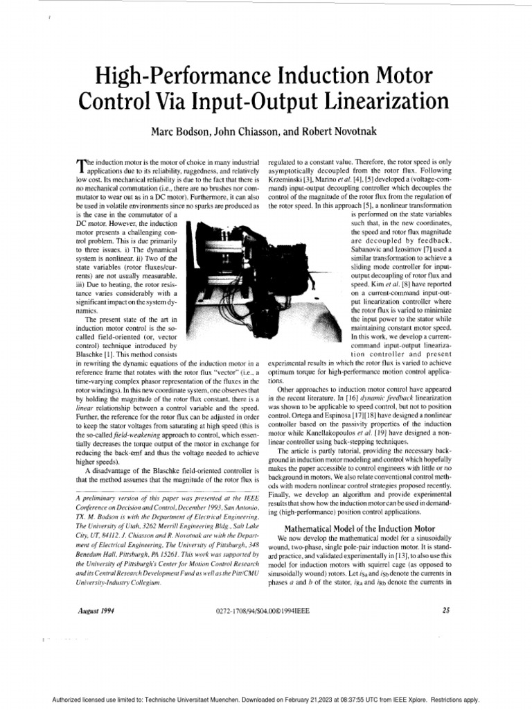 53 High Performance Induction Motor Control Via Input Output Linearization Pdf