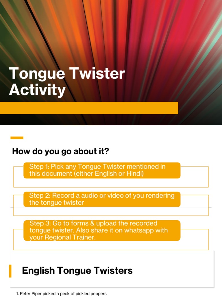 Tongue Twister Activity | PDF