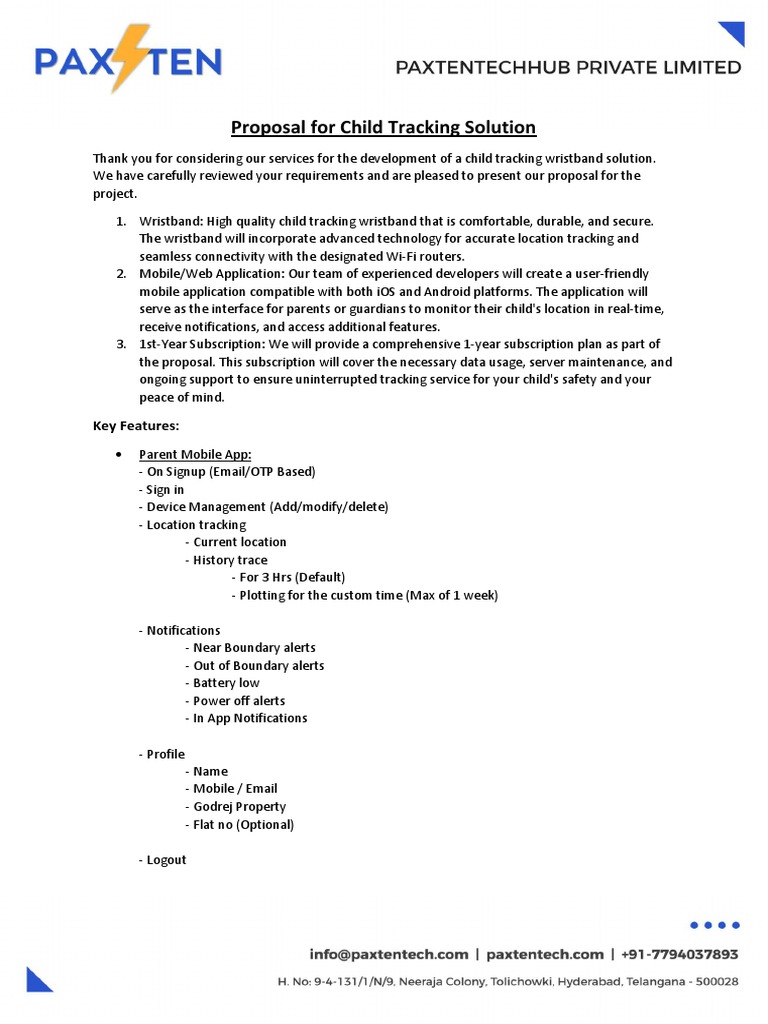 Proposal For Child Tracking Solution | PDF | Mobile App | Software ...