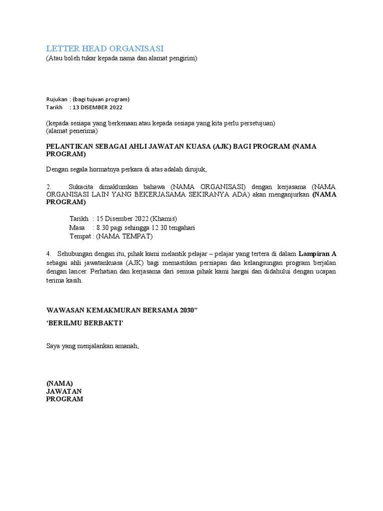 Surat Perlantikan Ajk | PDF