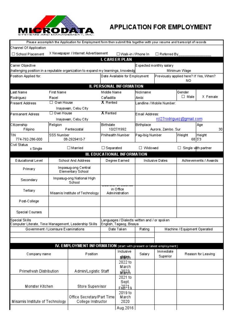 Application Form RR | PDF