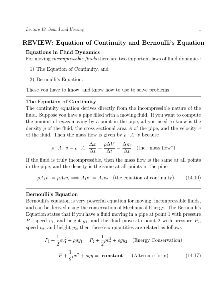 Fluid Dynamics: Continuity & Bernoulli | PDF | Waves | Doppler Effect