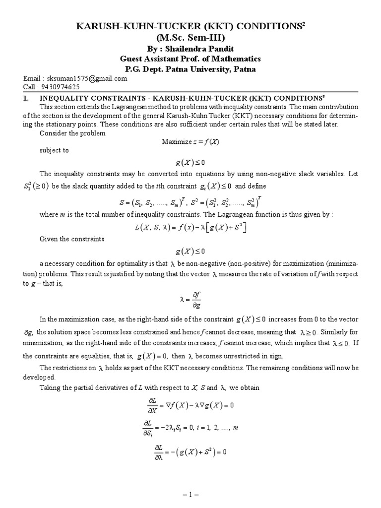 KKT 2 | Download Free PDF | Mathematical Analysis | Mathematics